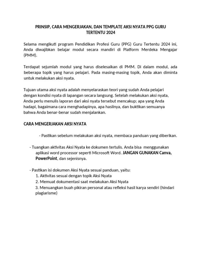 Panduan Dan Template Aksi Nyata Untuk Semua Modul | PDF
