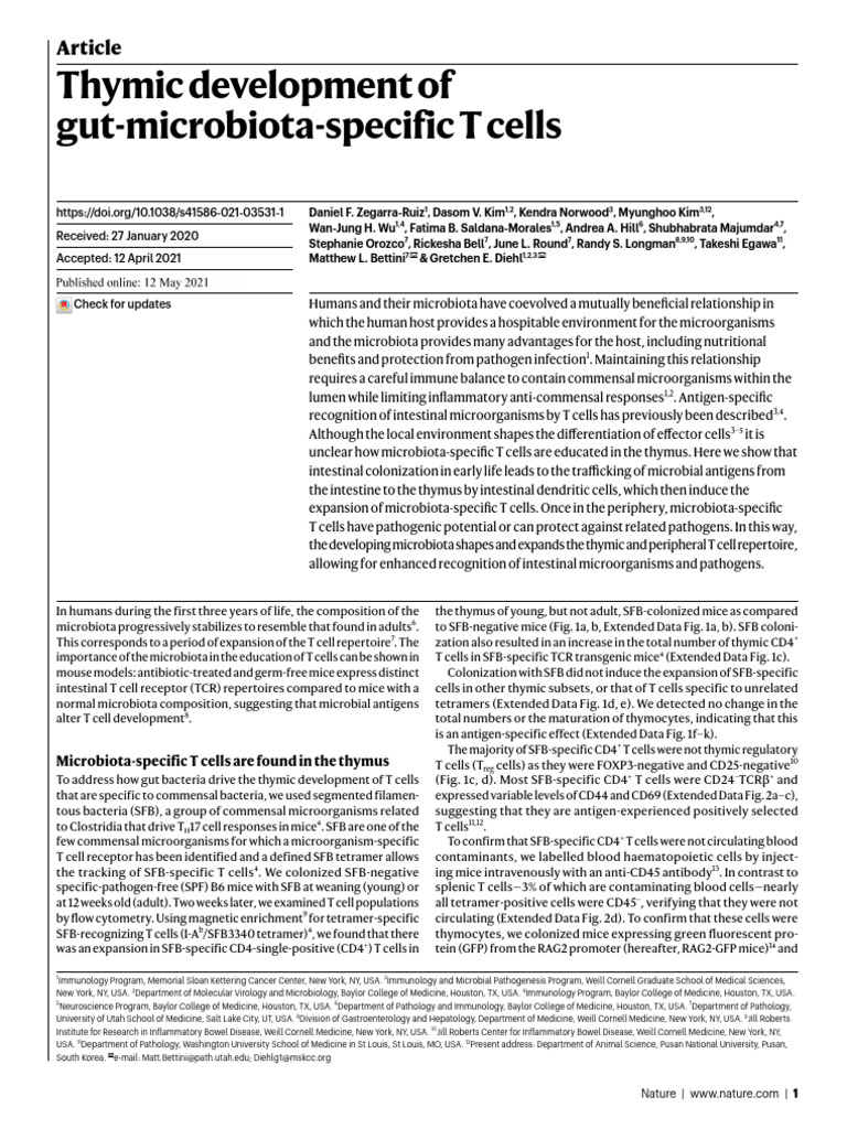 Thymic Development of Gut-Microbiota-Specific T Cells | PDF