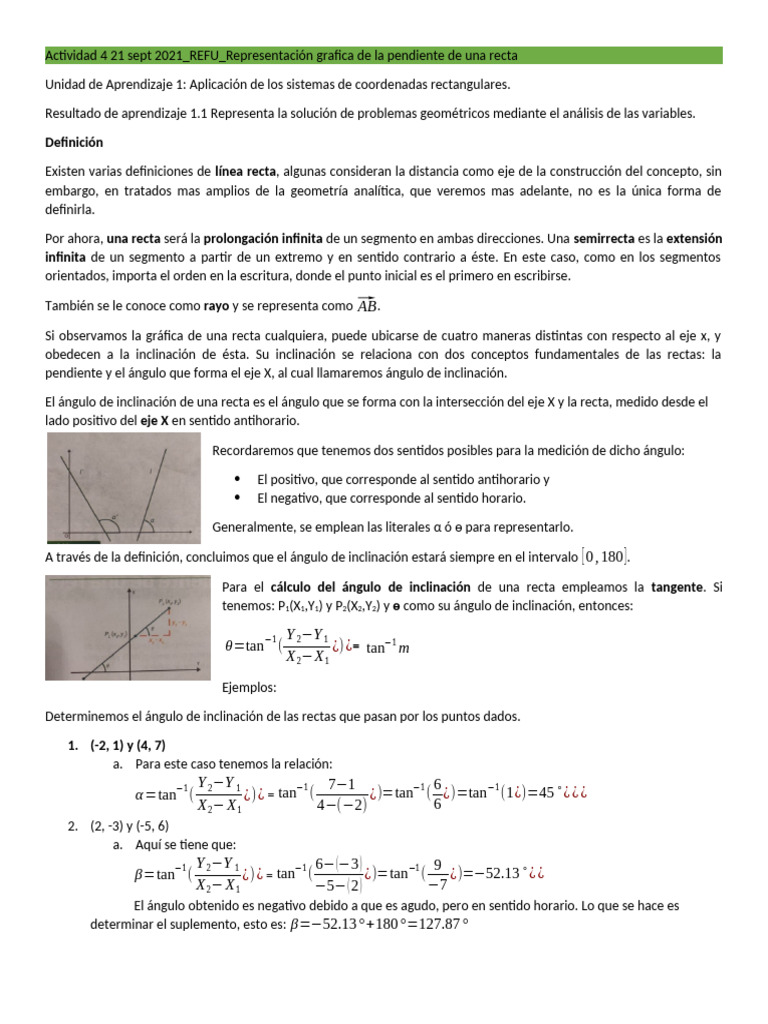 Actividad 4 21sept 2021 - REFU - Representación Grafica de La Pendiente ...