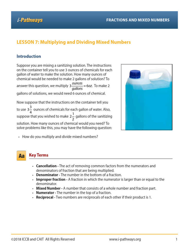 L.7 - Multiplying-and-Dividing-Mixed-Numbers | PDF