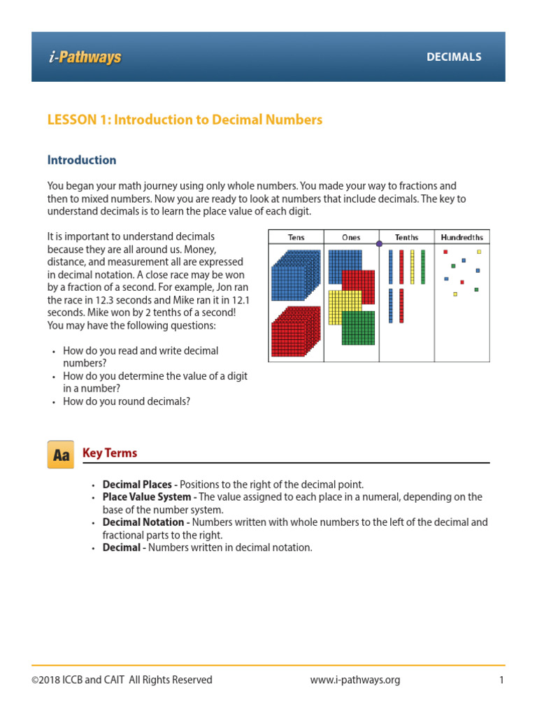 L.1 - Introduction-to-Decimal-Numbers | PDF