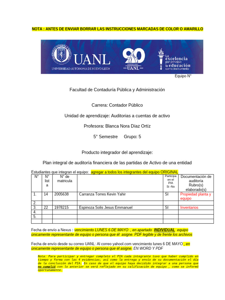 5a Pia Equipo Auditoría Equipo 7 | PDF