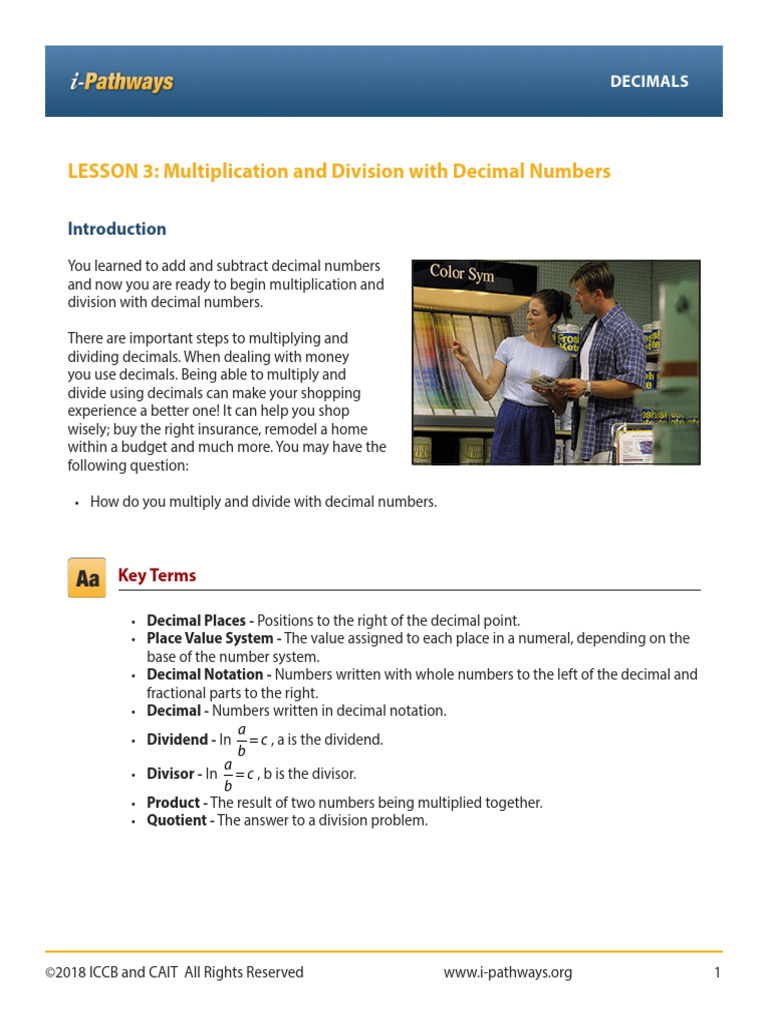 L.3 - Multiplication-and-Division-with-Decimal-Numbers | PDF
