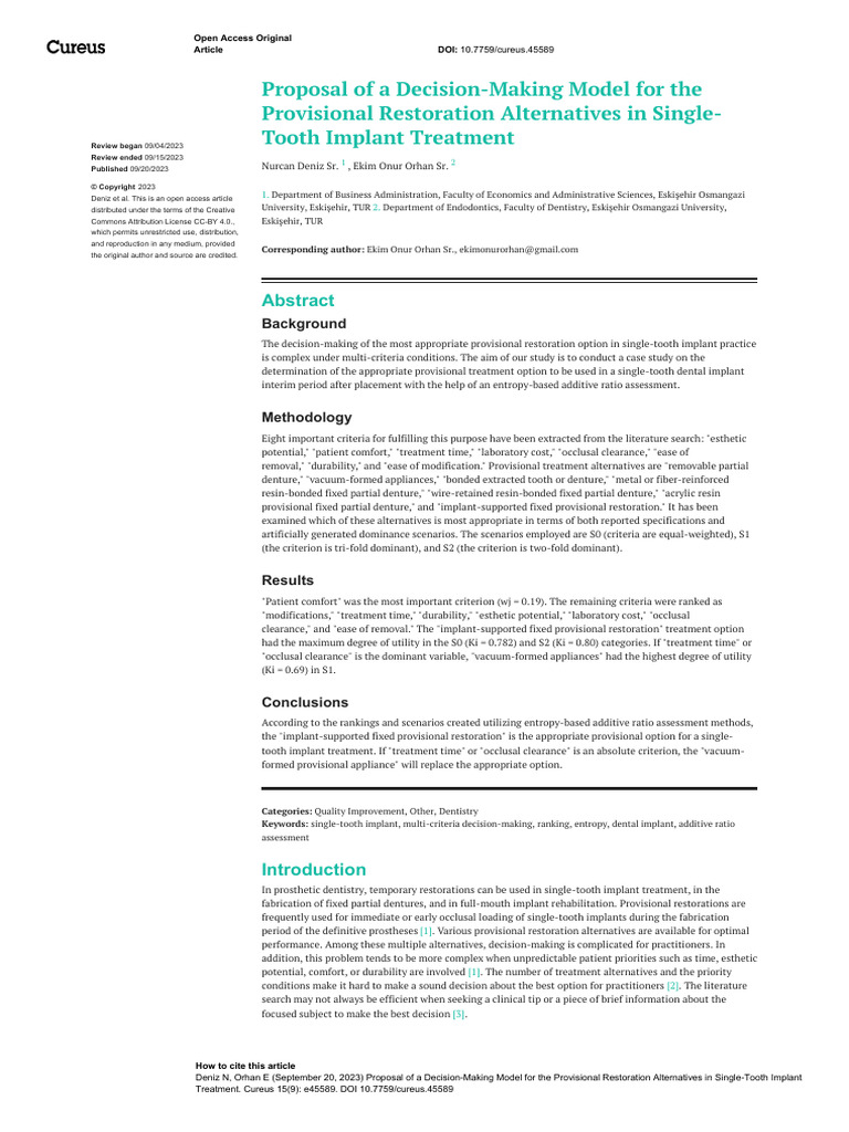 Proposal of A Decision-Making Model For The | PDF