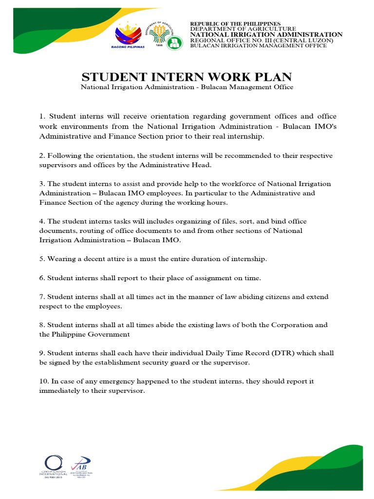 Internship Workplan | PDF