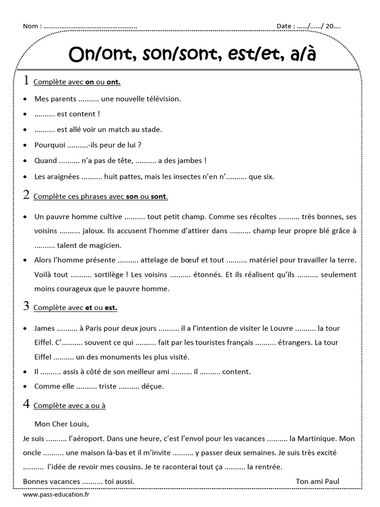 Les Homophones Grammaticaux | PDF