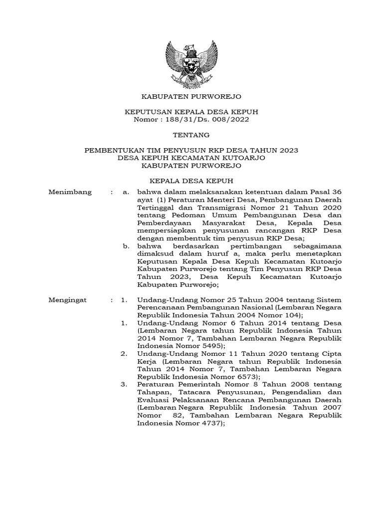 Tim Penyusun RKP | PDF