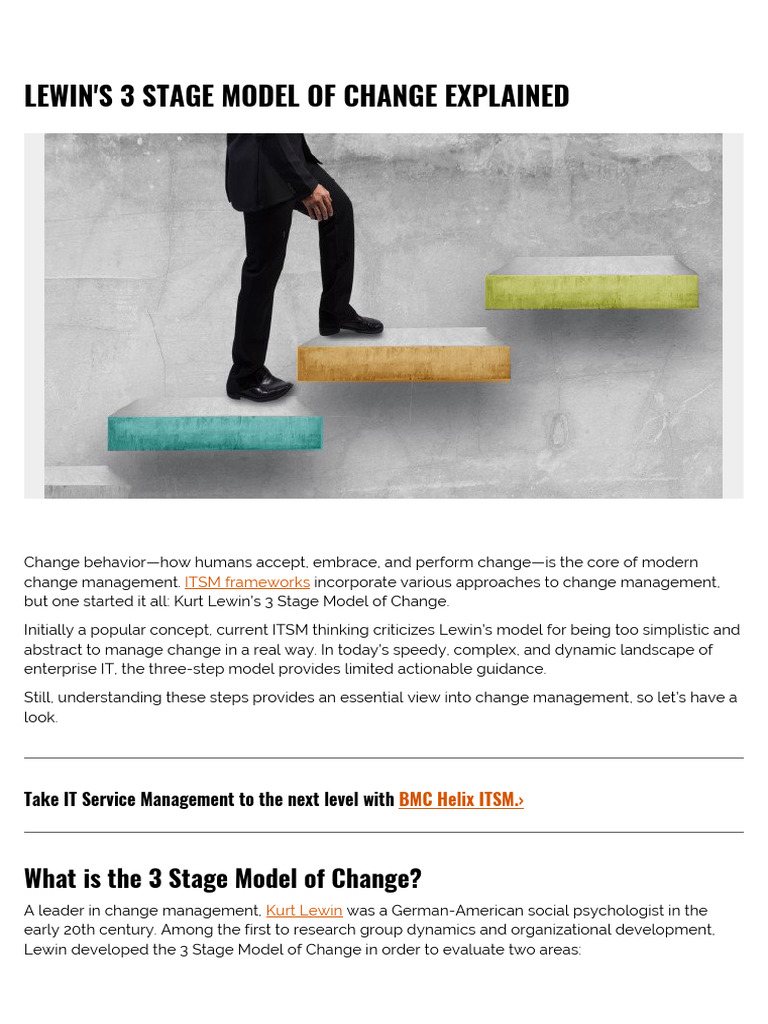 Lewins 3 Stage Model of Change Explained | PDF | Change Management ...