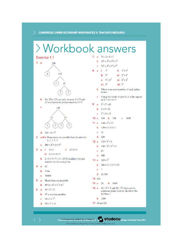 Mathematic year 8 workbook answer | PDF