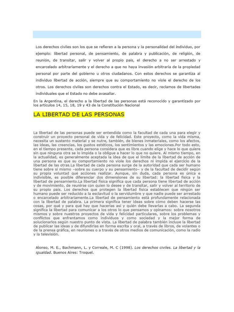 Derechos Civiles La Libertad de Las Personas | PDF