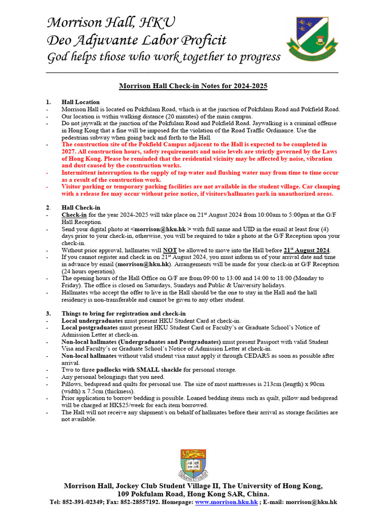 MH_check-in Notes | PDF