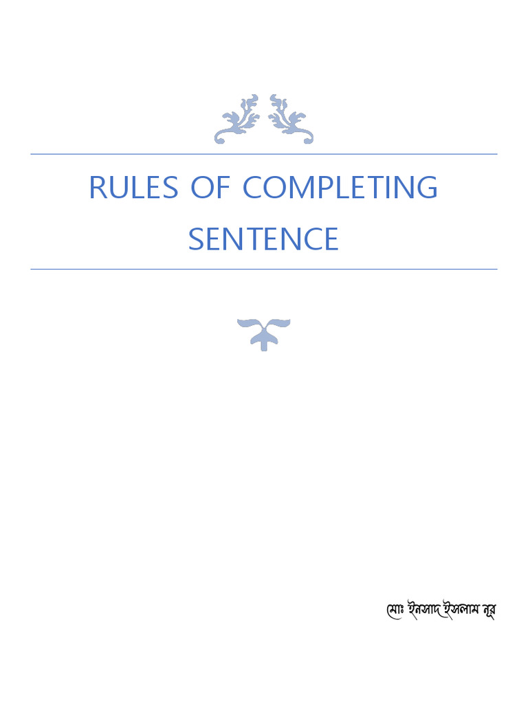 Rules of Completing Sentence New Nur | PDF