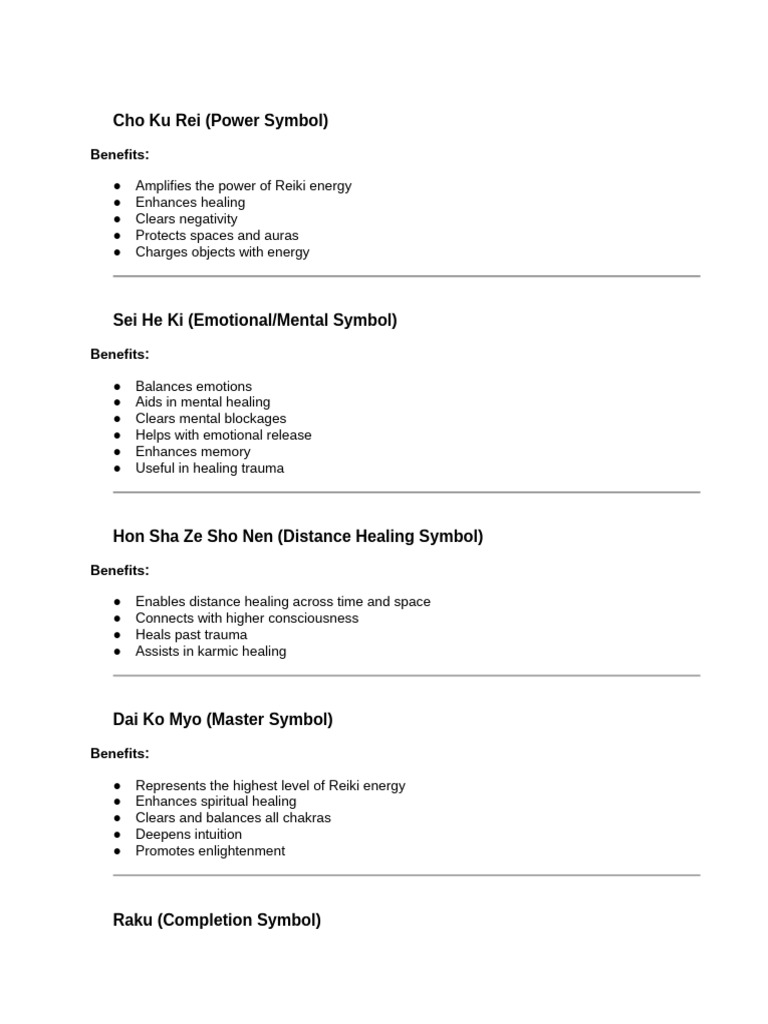 Reiki Symbols List | PDF