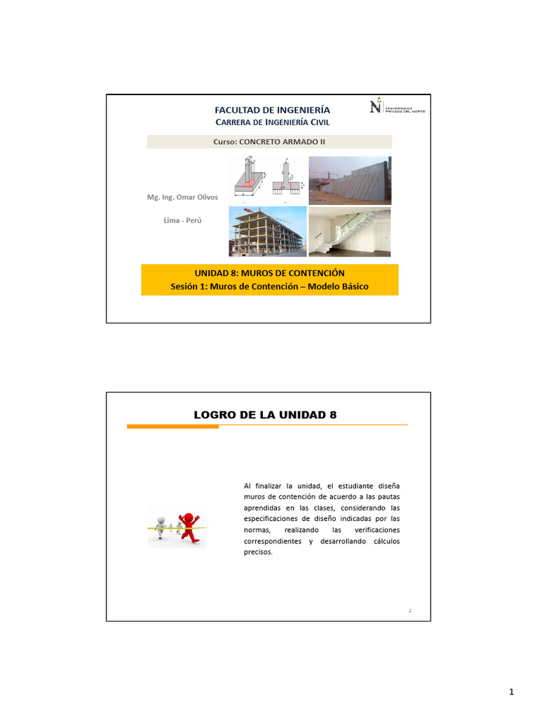 U8-1 Muros de Contención | PDF | Fundación (Ingeniería) | Hormigón