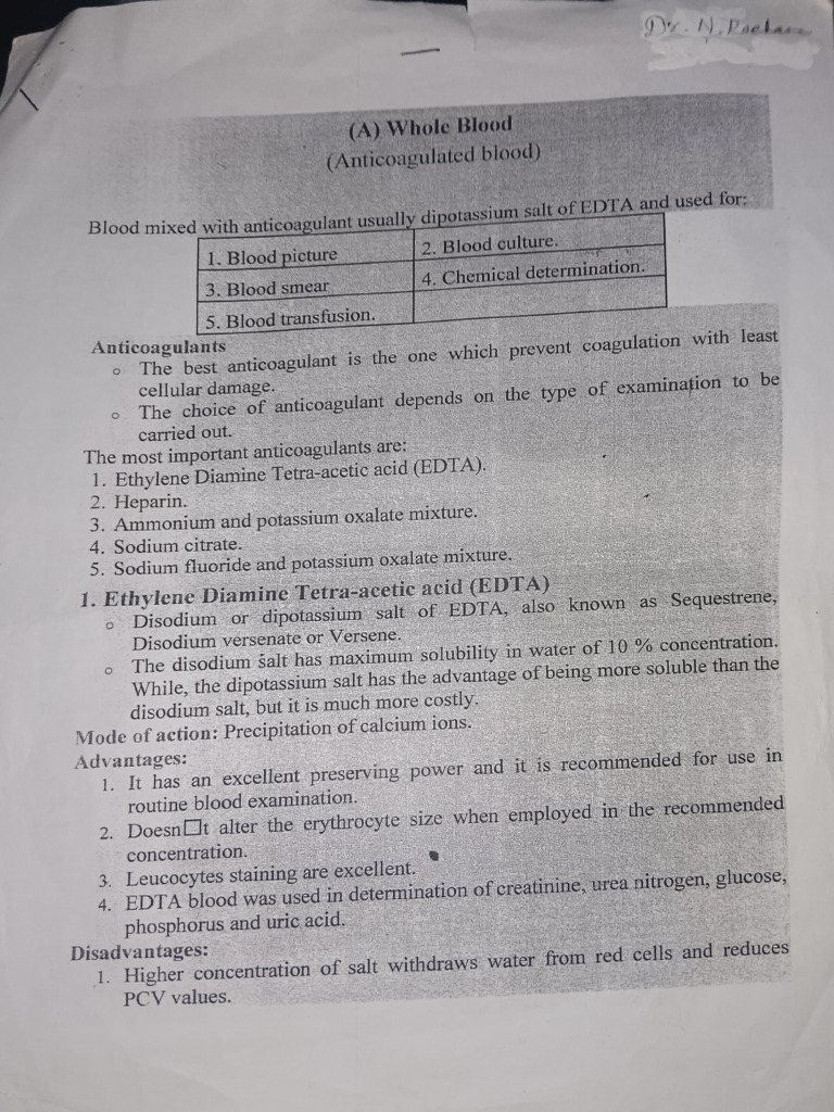 Anticoagulated Blood | PDF
