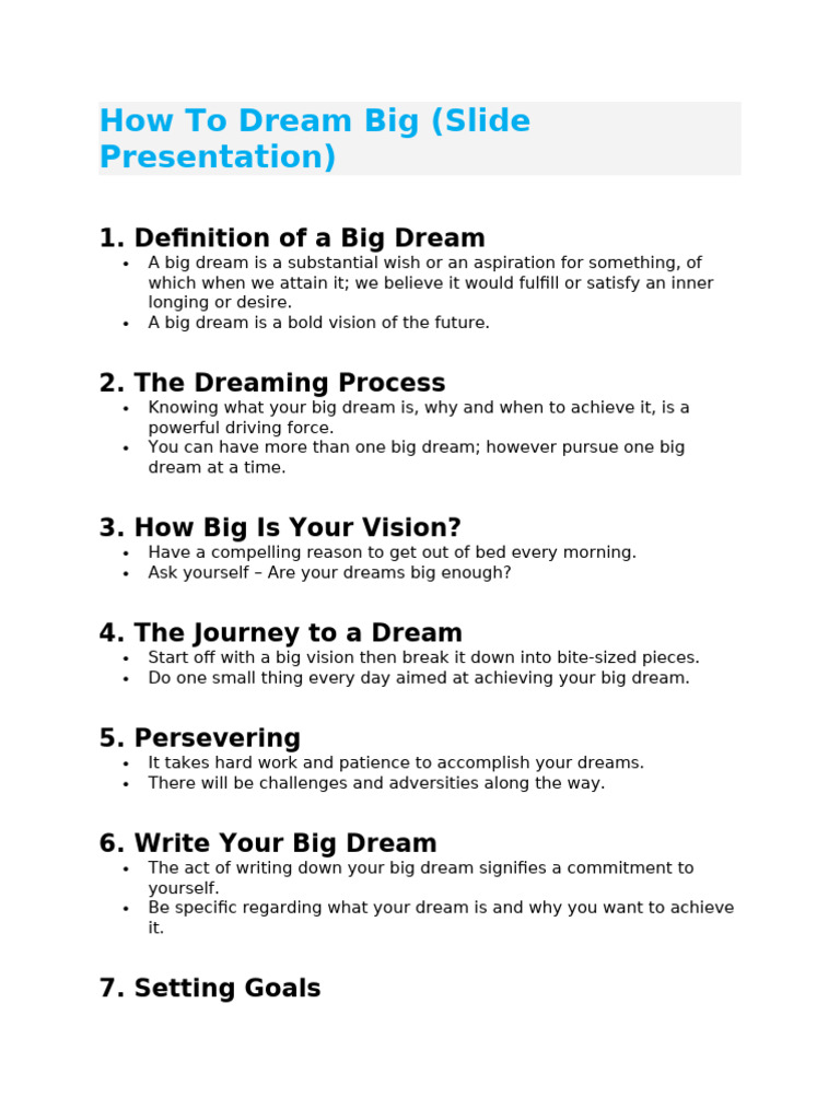 How To Dream Big | PDF