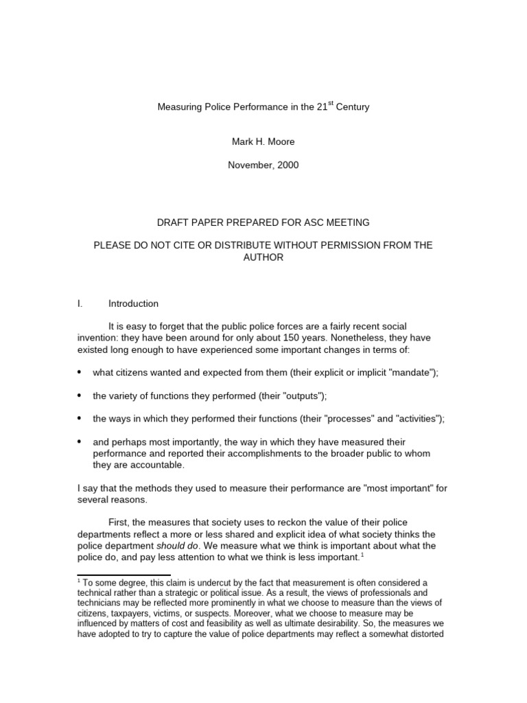 Measuring Police Performance in The 21st Century | PDF