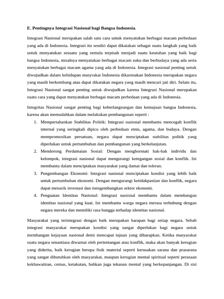 Materi E Dan F Integritas Nasional. | PDF