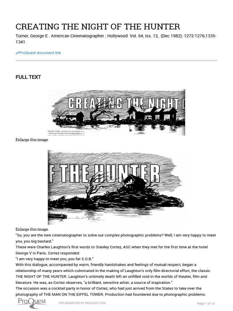 Creating The Night of The Hunter | PDF