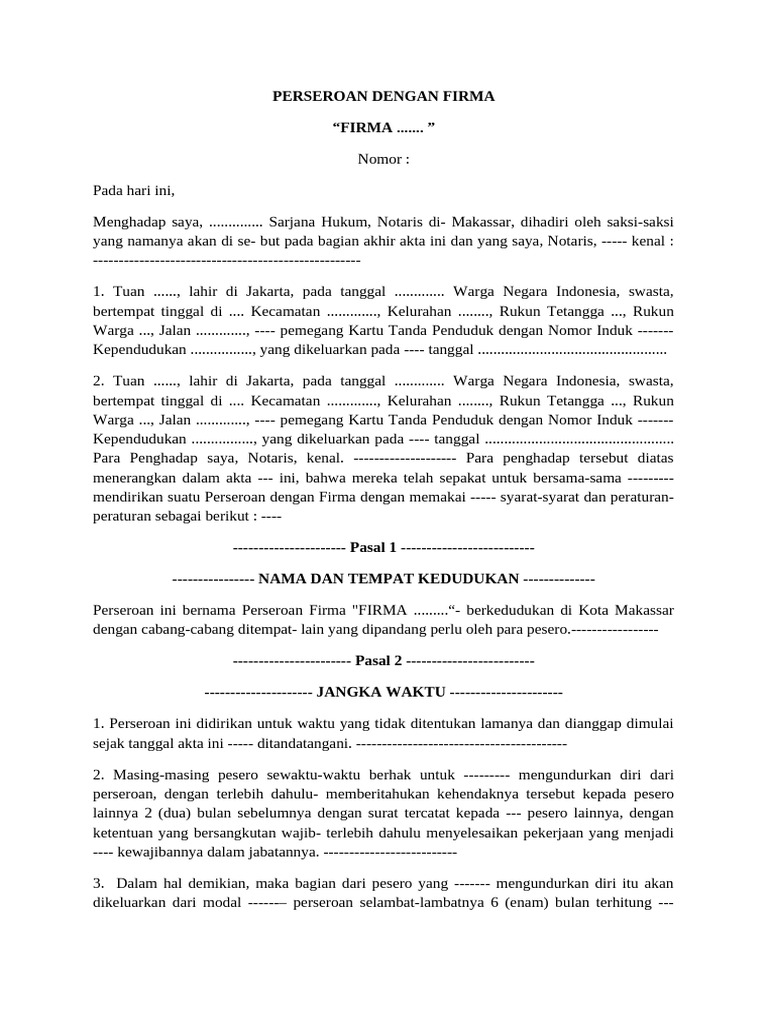Akta Pendirian FIRMA | PDF
