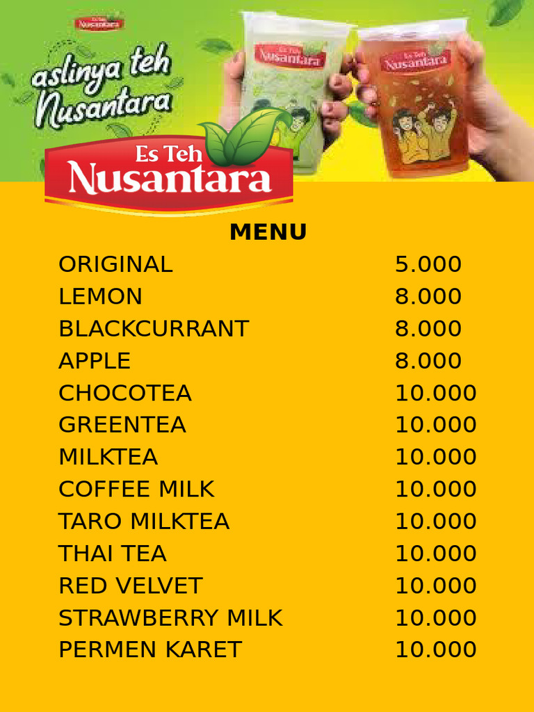 Menu Bazar Es Teh Nusantara | PDF