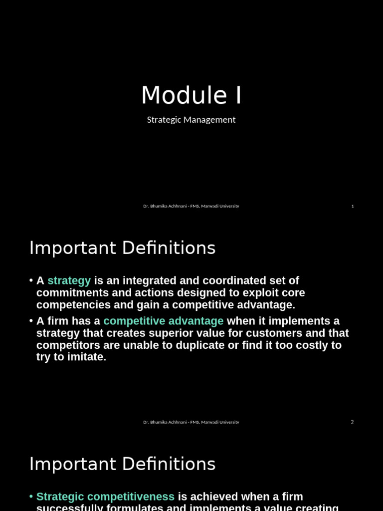 Module I - Strategic Management | PDF | Strategic Management ...