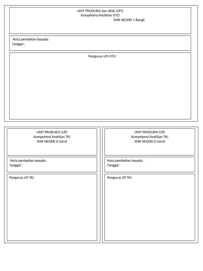 Unit Produksi Upj Nota-kwitansi | PDF