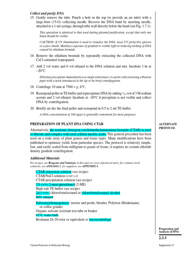 DNA Extraction Through CTAB | PDF