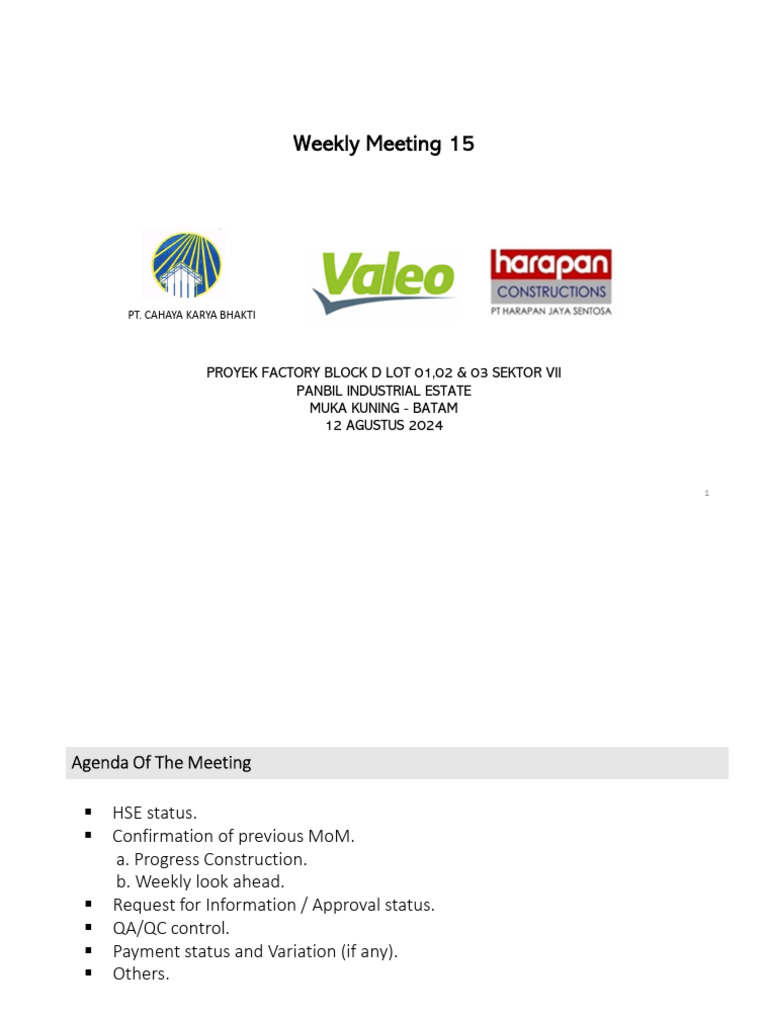 Weekly Meeting 1 | PDF