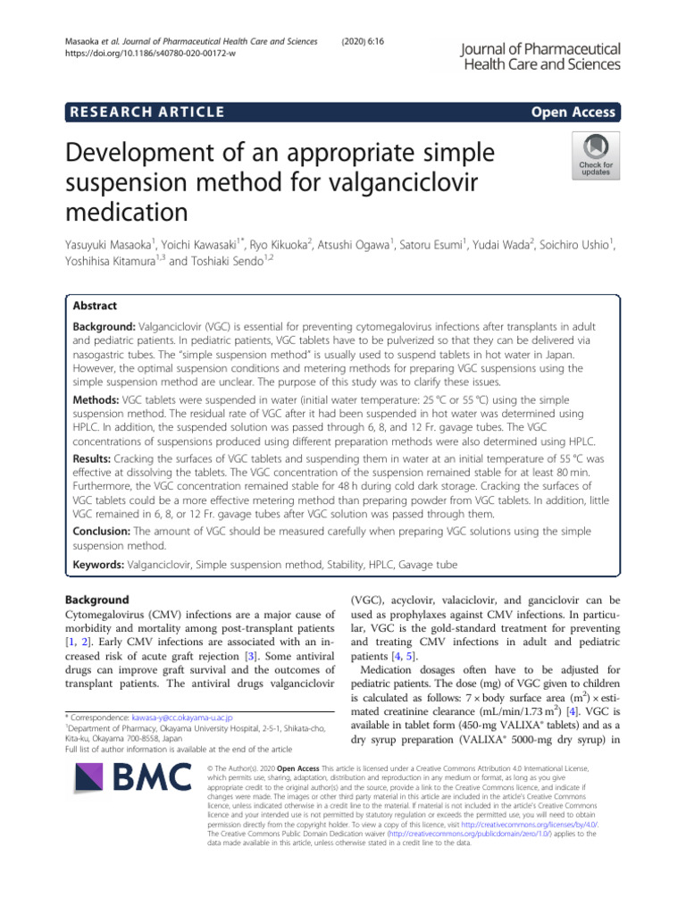 Development of An Appropriate Simple Valganciclovir Oral Solution | PDF ...
