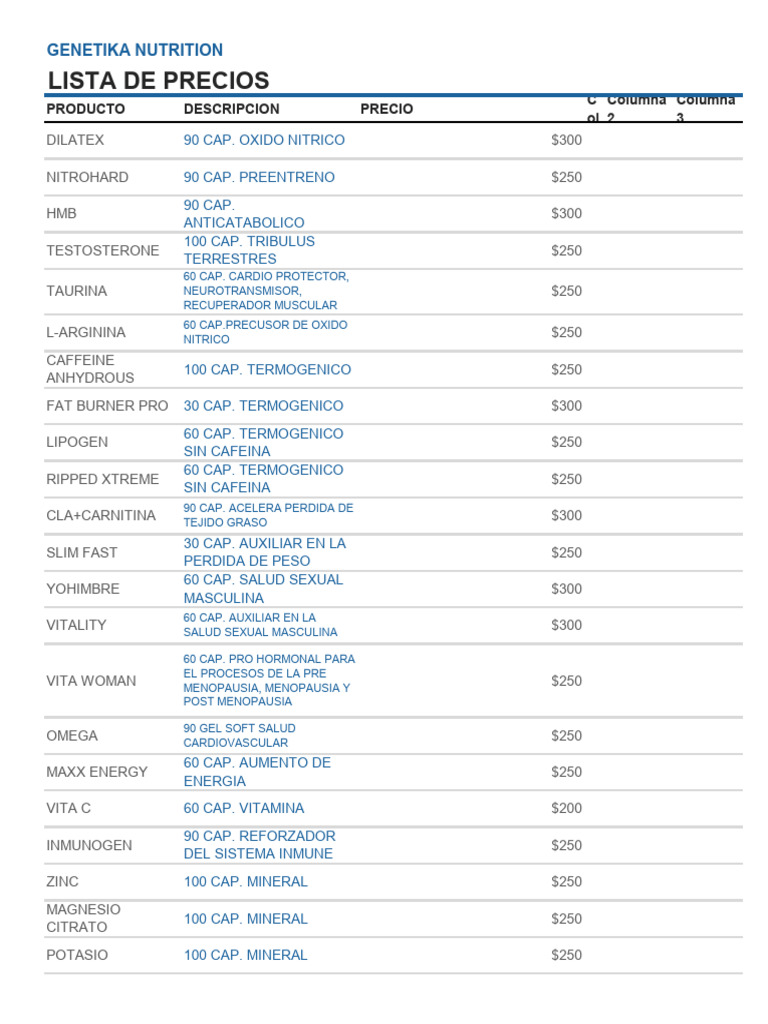 Lista de Precios Publico Genetika 2024 | PDF