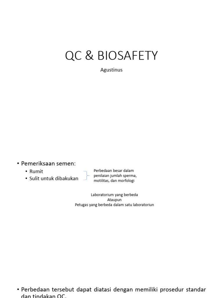 QC - Biosafety - Agung Wicaksono | PDF