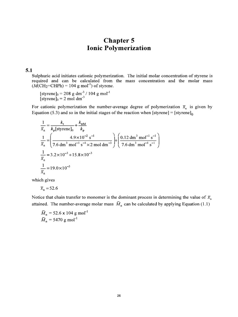 Introduction To Polymers 3rd Edition Solution Ch.5-1 | PDF