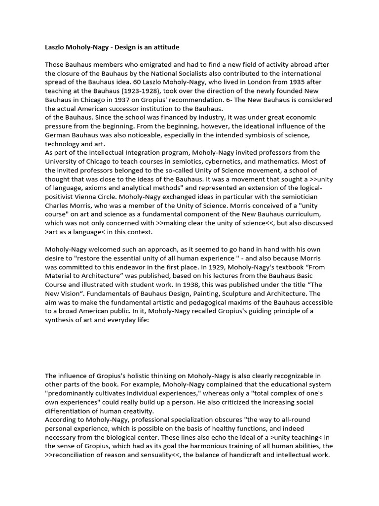 2nd Chapter - HFG-Ulm - Laszlo - Moholy - Nagy | PDF