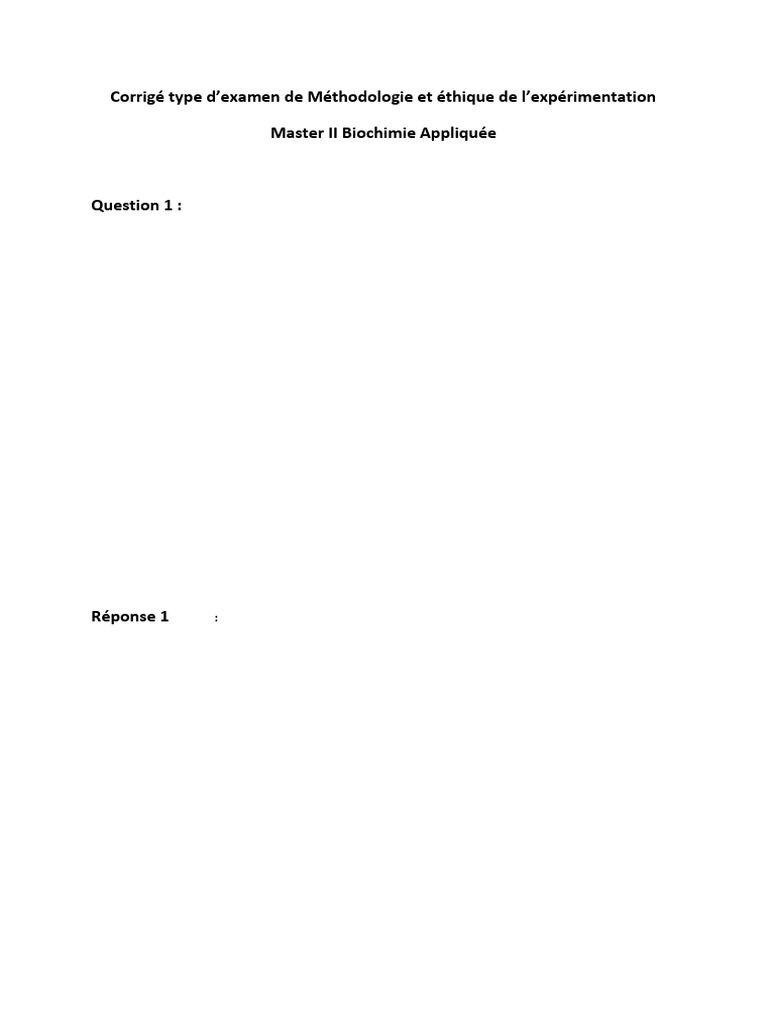 Corrig - Type M - Thodologie Et Ethique de Lexperimentation | PDF