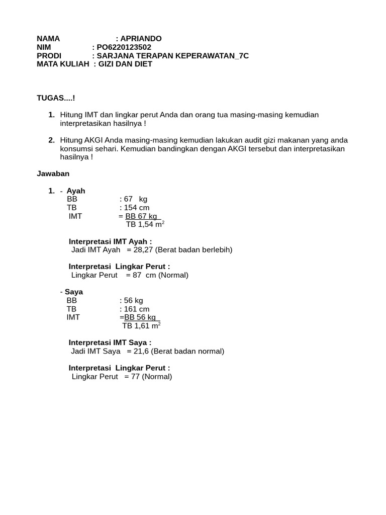 Reg 7C - Apriando Tugas Gizi Dan Diet | PDF | Kesehatan Holistik