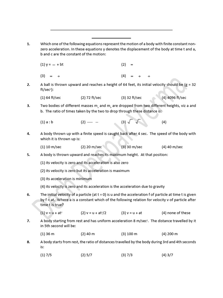 Equations of Motion and Motion Under Gravity 01 | PDF