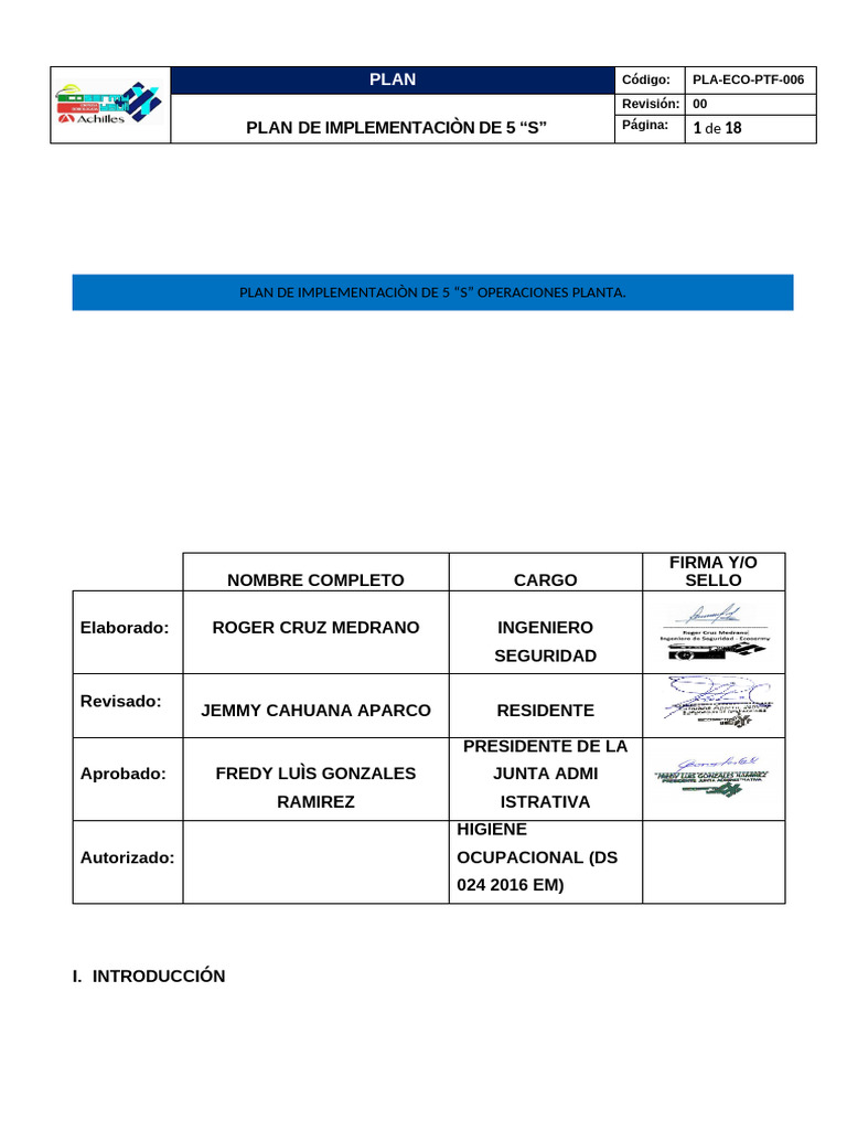 Plan de Implementaciòn de Las 5'S | PDF