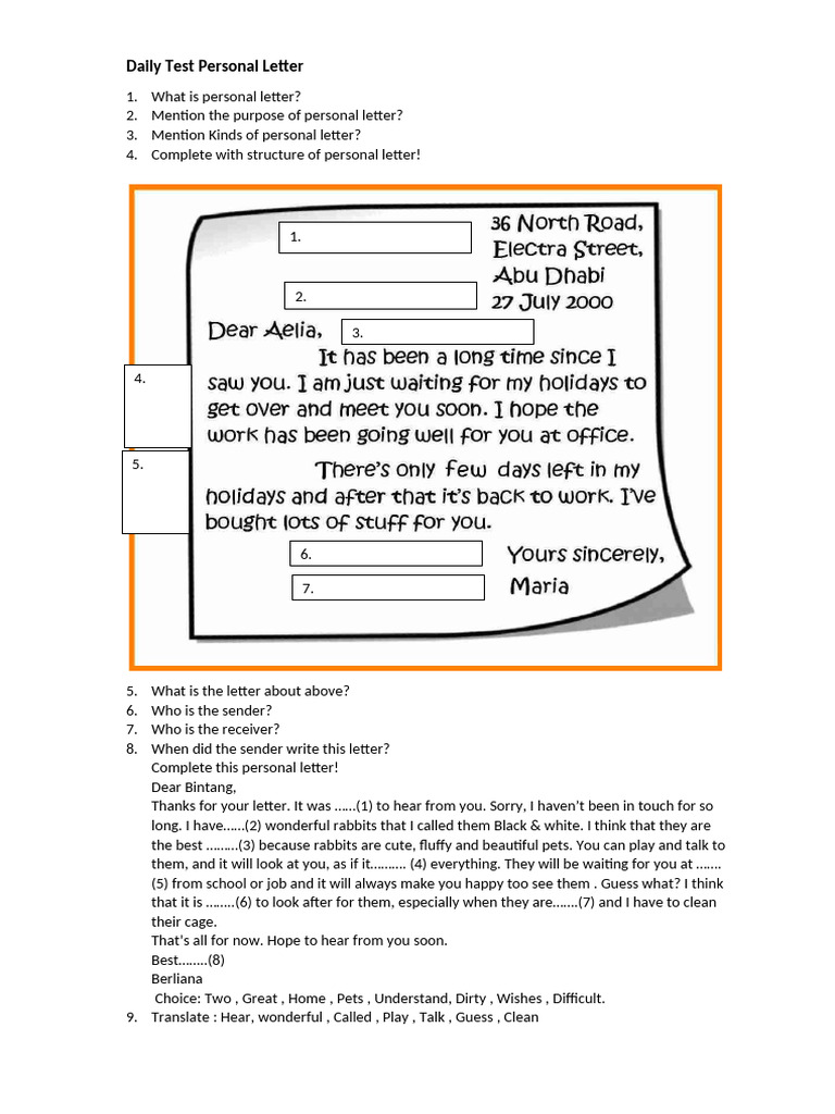 Daily Test Personal Letter | PDF