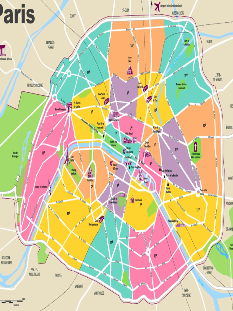 Paris Travel Map With Tourist Attractions and Arrondissements | PDF