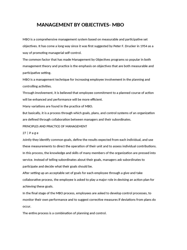 Management by Objectives | PDF