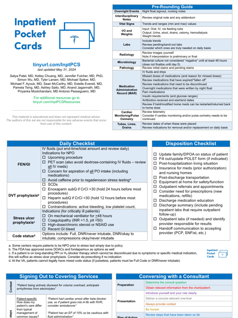 Inpatient Pocket Card Set | PDF | Opioid | Diabetes