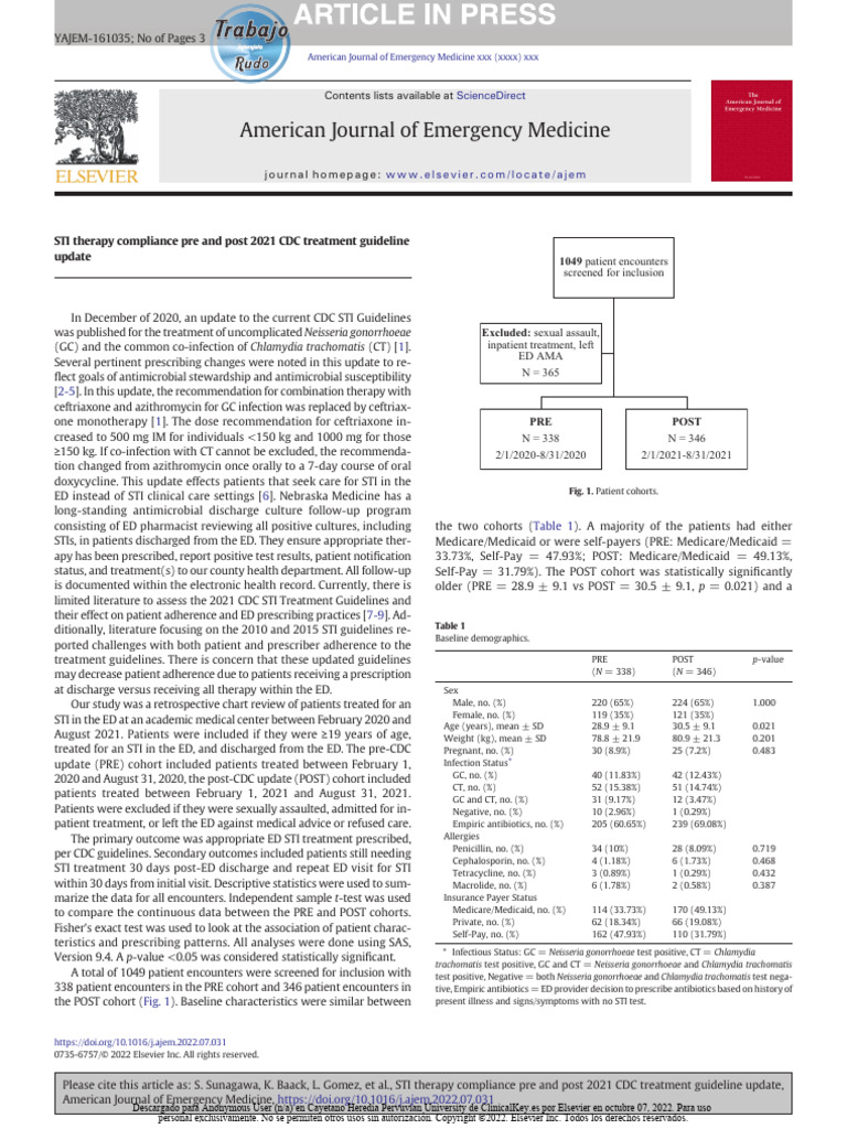 STI Therapy Compliance Pre and Post 2021 CDC Treatment Guideline | PDF