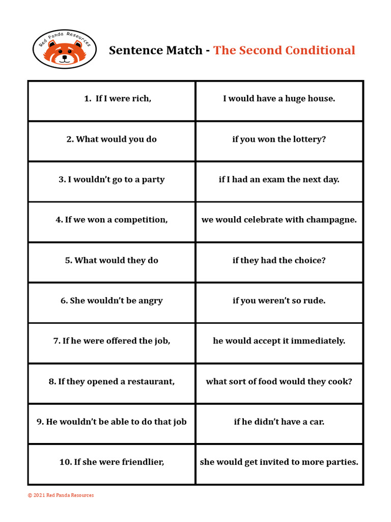 Second Conditional Sentence Match | PDF
