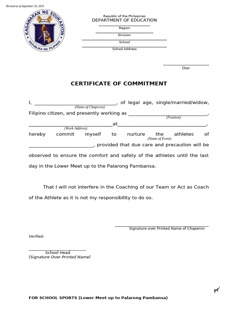 2020 Commiment of Chaperon | PDF