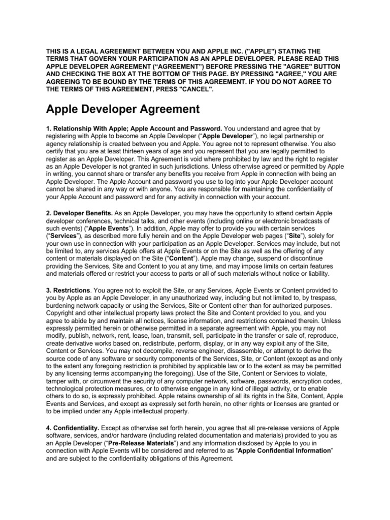 Apple Developer Agreement 20240610 English Pdf