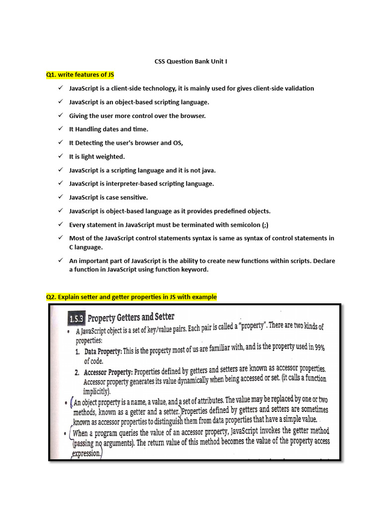 CSS Question Bank Unit I | PDF