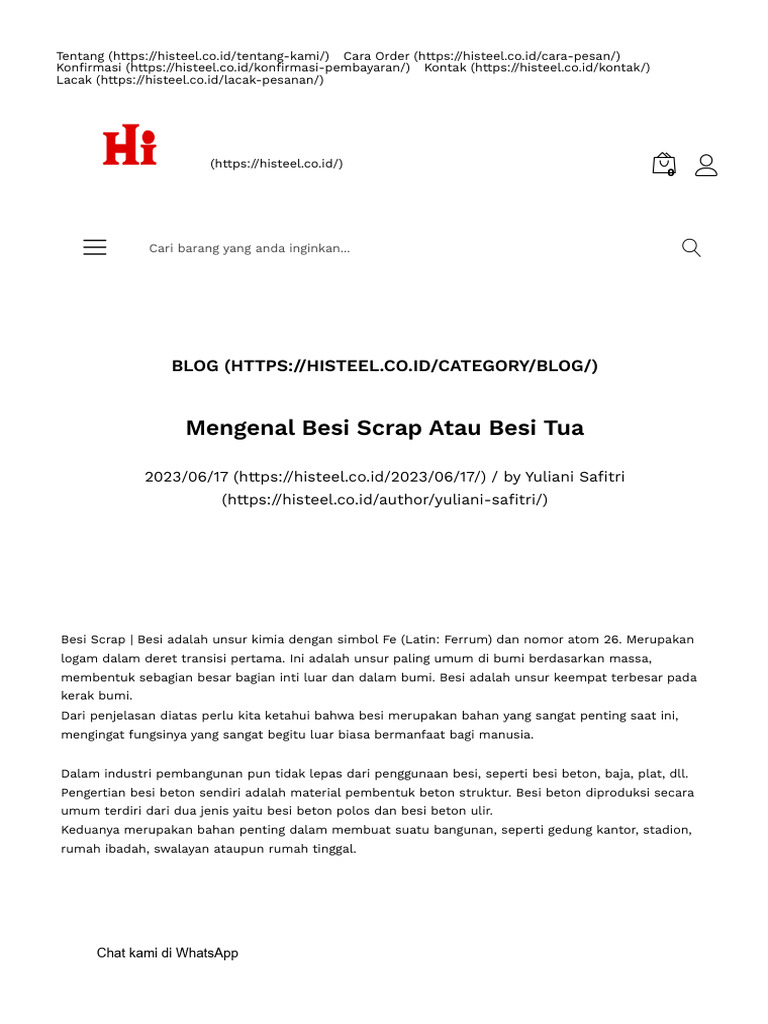 Mengenal Besi Scrap Atau Besi Tua Hi Steel | PDF