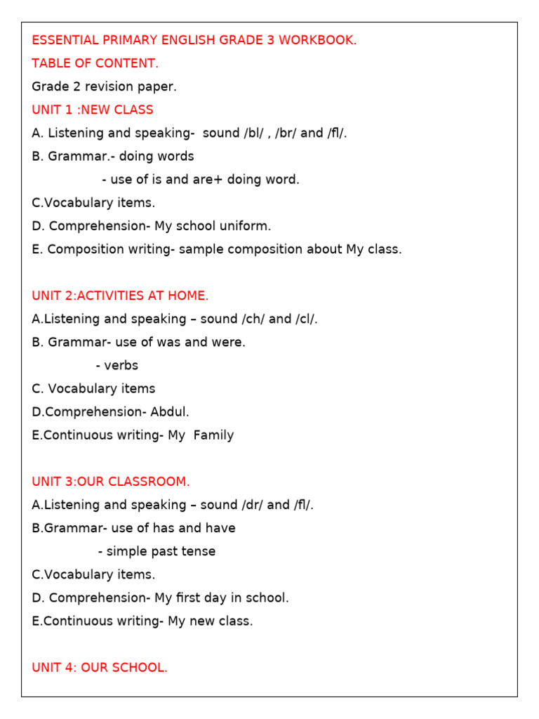 Final Copy English Workbook Grade 3 | PDF | Poultry