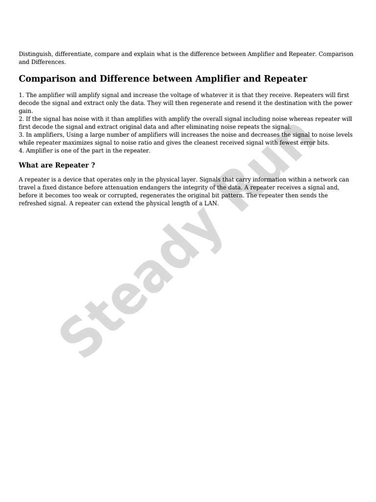 Difference Between Amplifier and Repeater | PDF